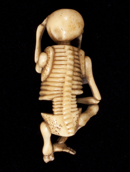 Asian Tribal Art - Bone skeleton okimono, Japan